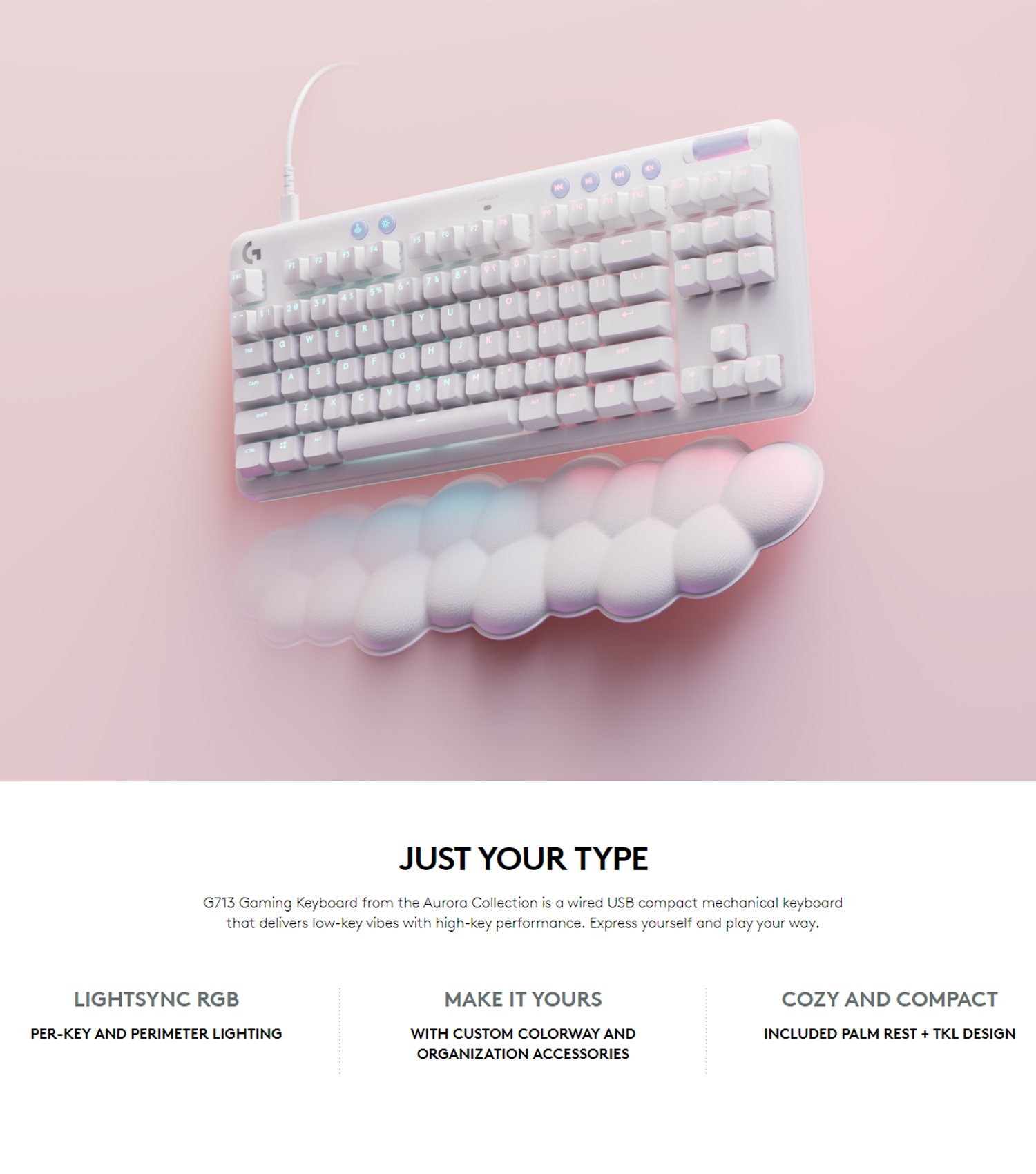 Logitech G713 TKL Wired Mechanical Gaming Keyboard with LIGHTSYNC RGB ...