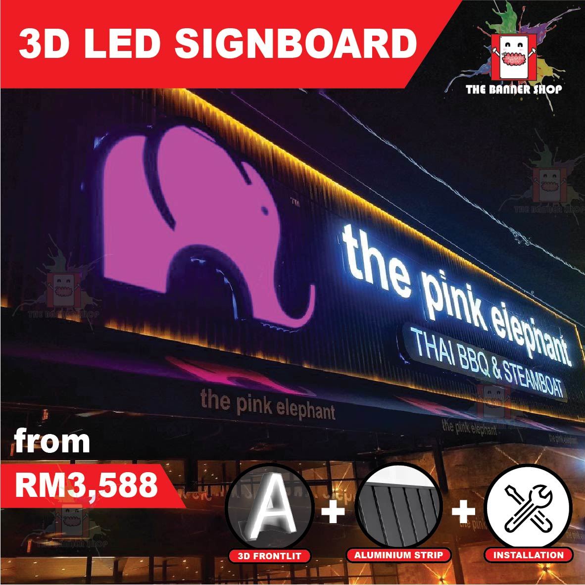 SIGNBOARD LIGHTBOARD 3D LED SIGNBOARD KEDAI SHOPLOT CUSTOM MADE 4FT X ...