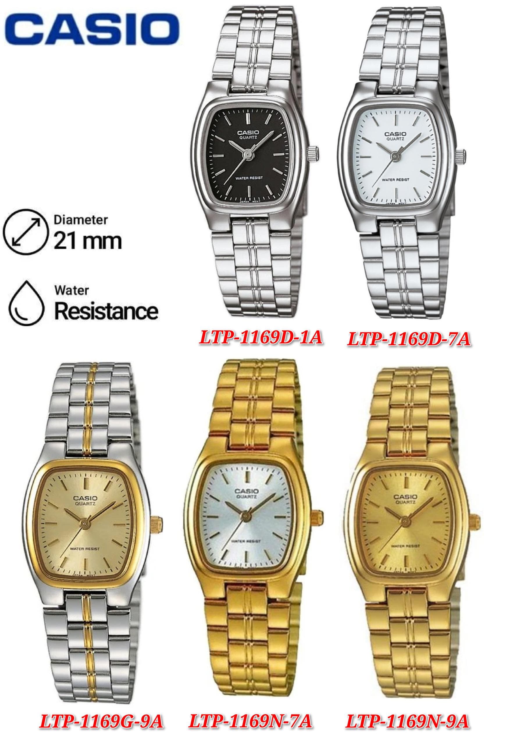 Casio Women's Analog Watch LTP-1169D / LTP-1169G / LTP-1169N Series ...