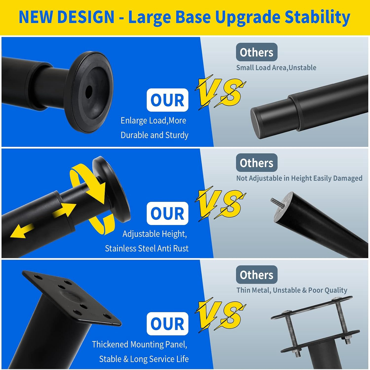 Adjustable Metal Table Leg kaki meja Bed Leg Support kaki sofa Cabinet ...