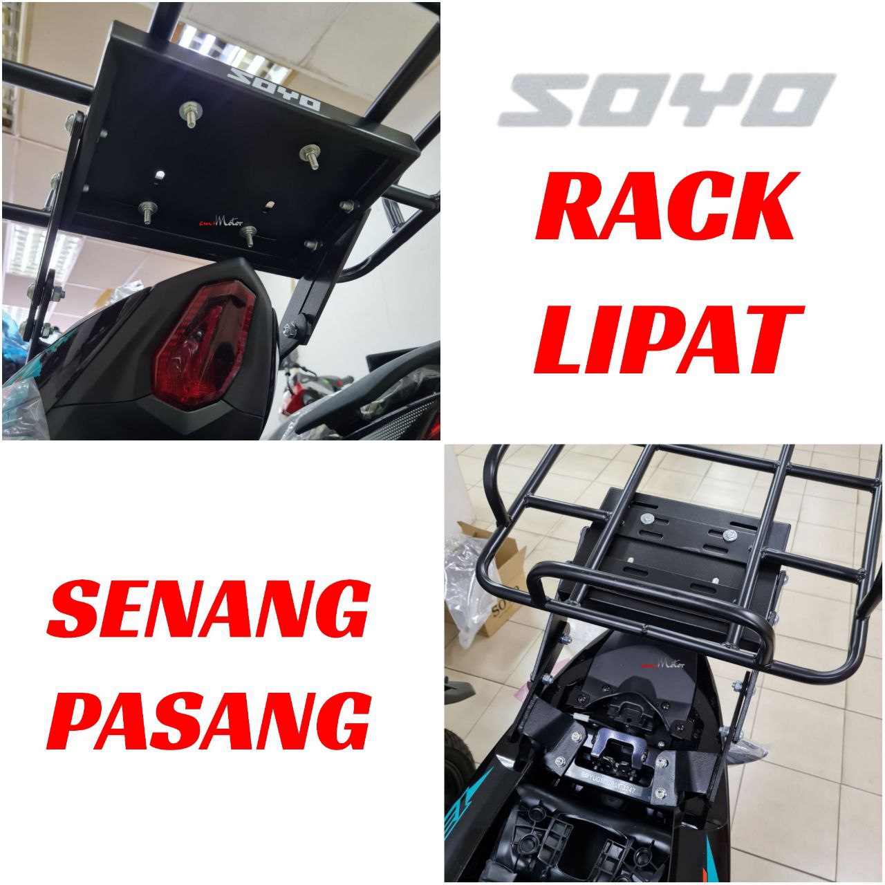 Adjustable Besi Rack Lipat SOYO+Food Delivery Bag Besi Rack LC135 V2-V7 ...