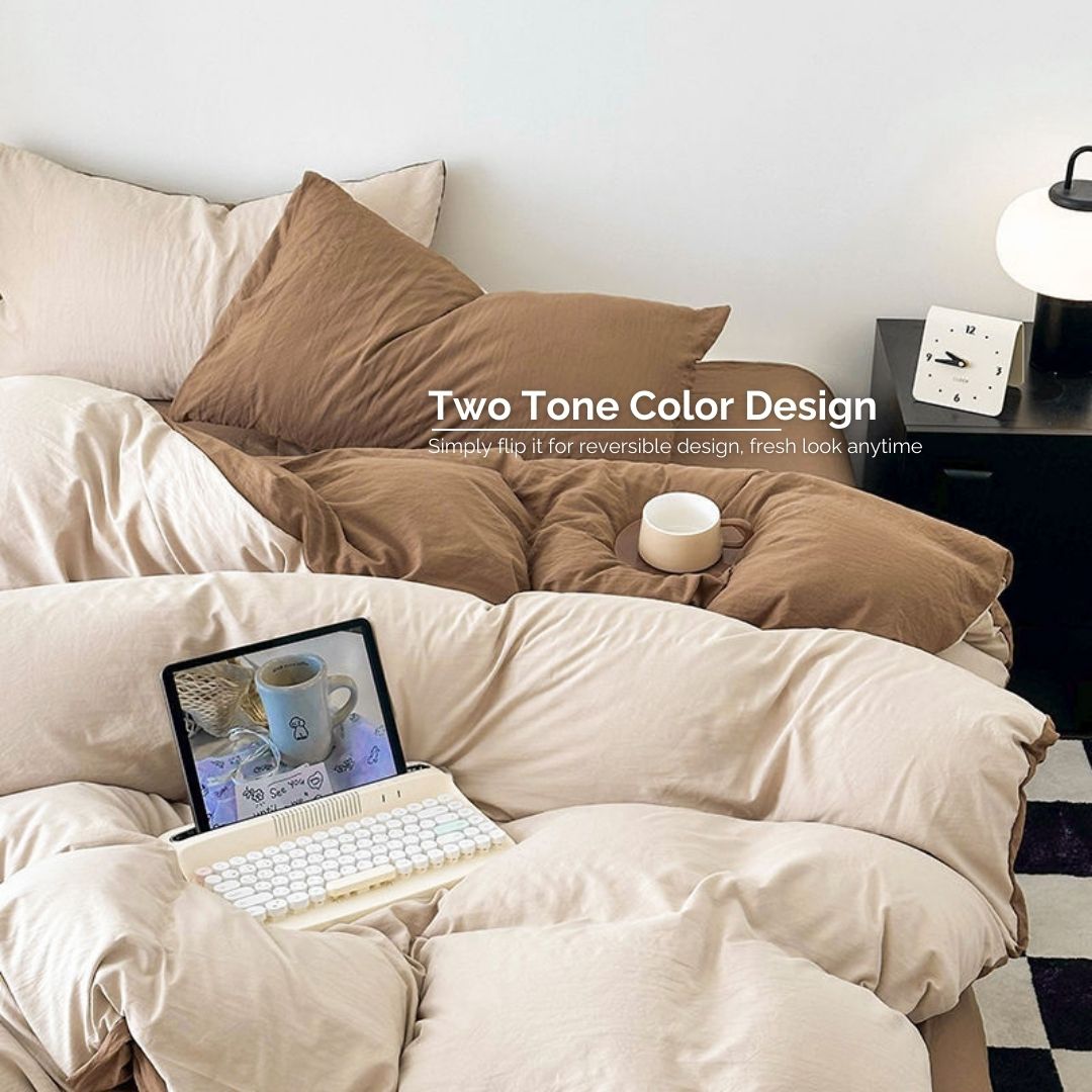 DORAMILL🔥 MUJI STYLE 🔥Supper Soft Cotton Fitted Bedsheet Set 4in1 Queen ...