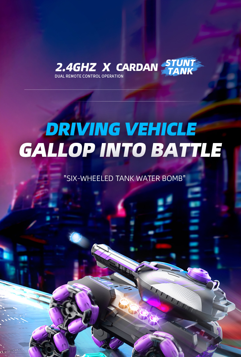 [Malaysia Stock] 2.4G Six-Turn RC Stunt Tank With Light Watch Gesture ...