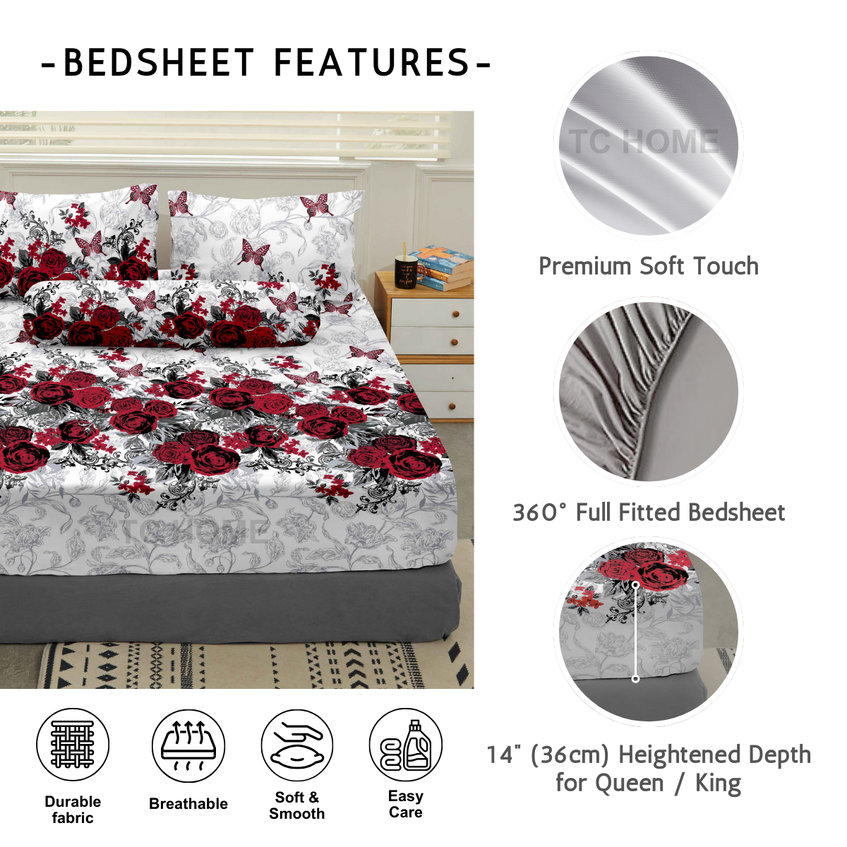 Cadar Single 2 in 1 Cadar Queen Getah Keliling 4 in 1 Sarung Tilam ...