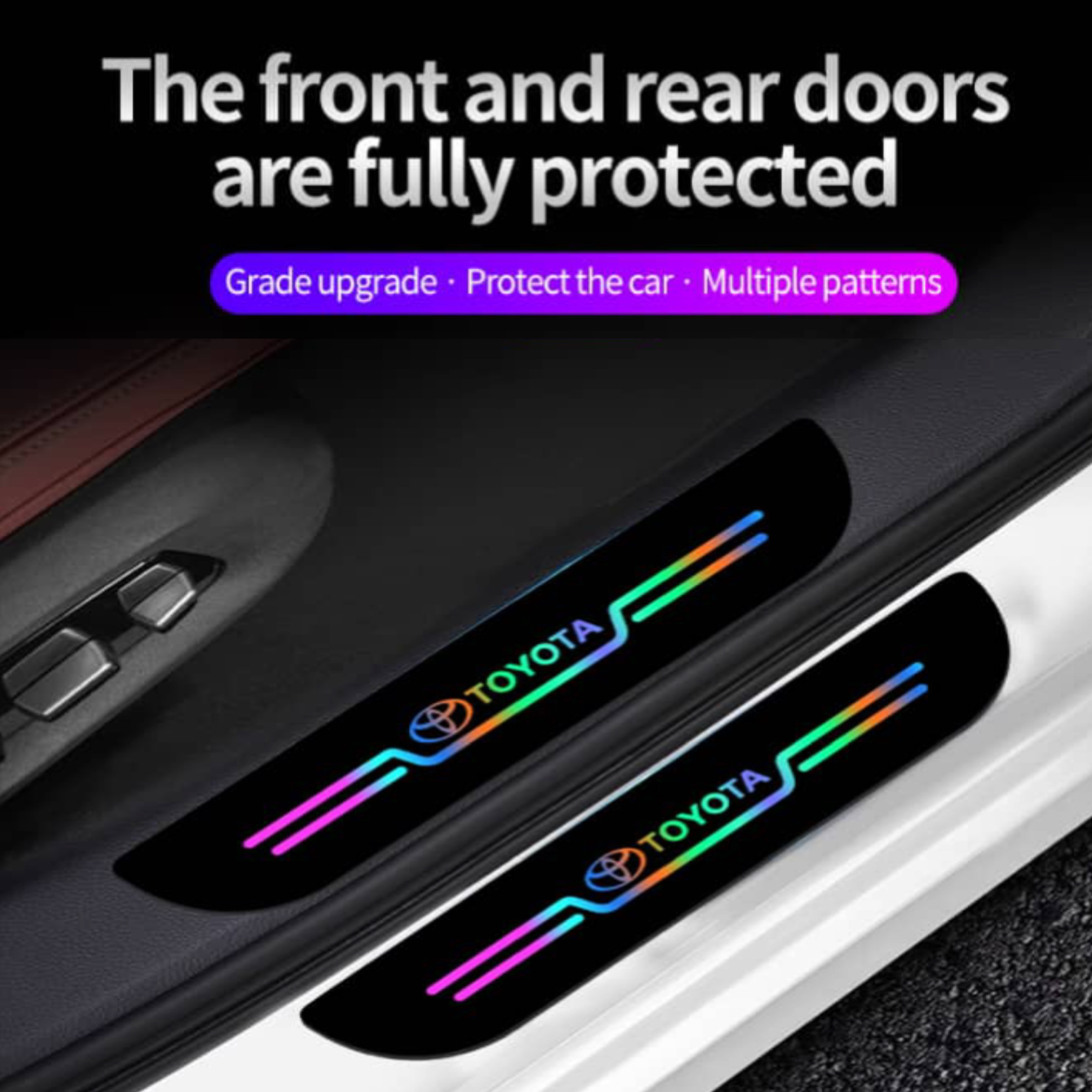 Colorful Reflective Laser Car Door Sill Strip Protector Stickers Auto ...