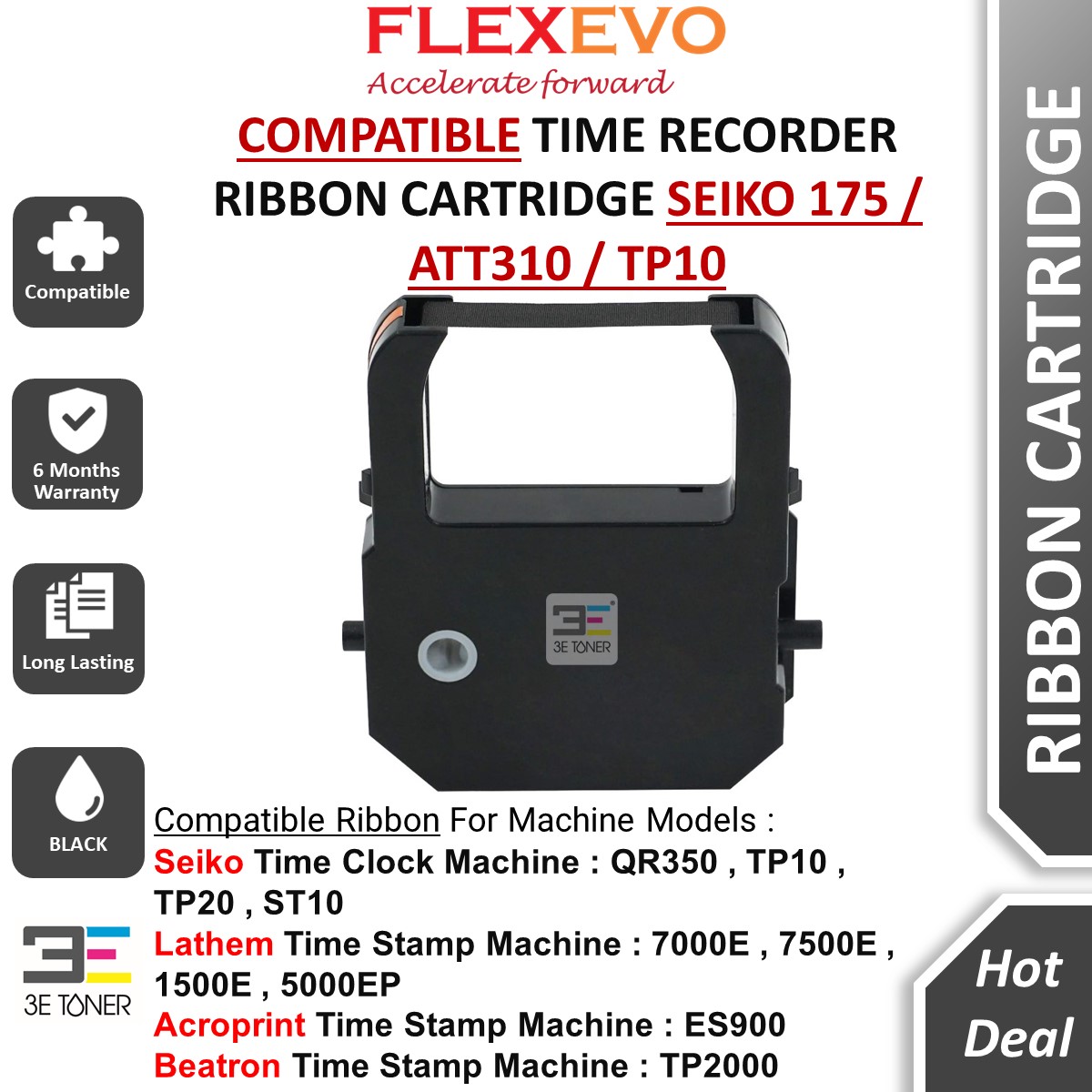 Compatible Seikosha Seiko 175 ATT310 TP10 TP20 Time Recorder Ribbon ...