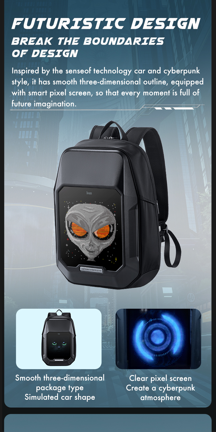 Divoom Cyber bag Pixel Backpack for imagination, Futuristic design for ...