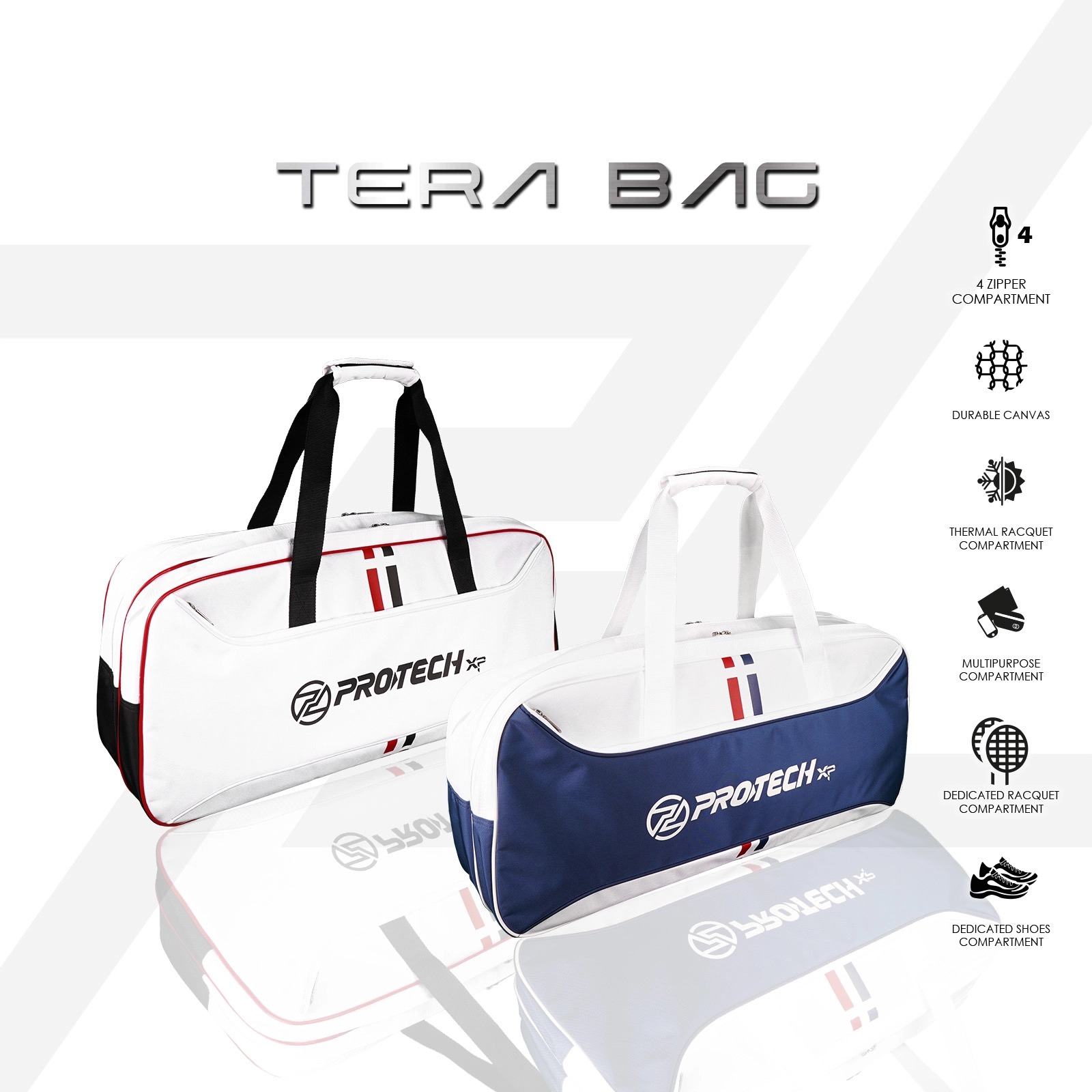 PROTECH 4 Zips Racket Bag with Thermal Compartment - Tera Bag ...