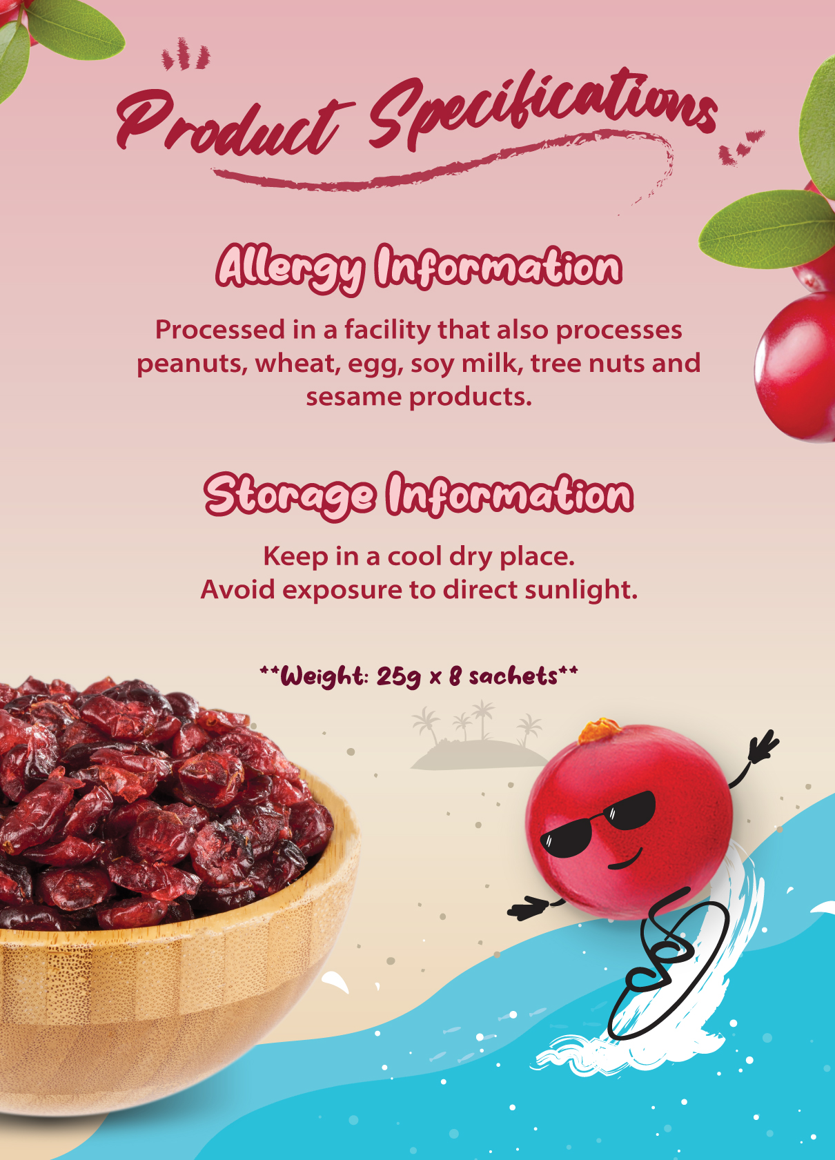 Signature Market Dried Cranberries Pocket Packs (25g x 8 sachets ...