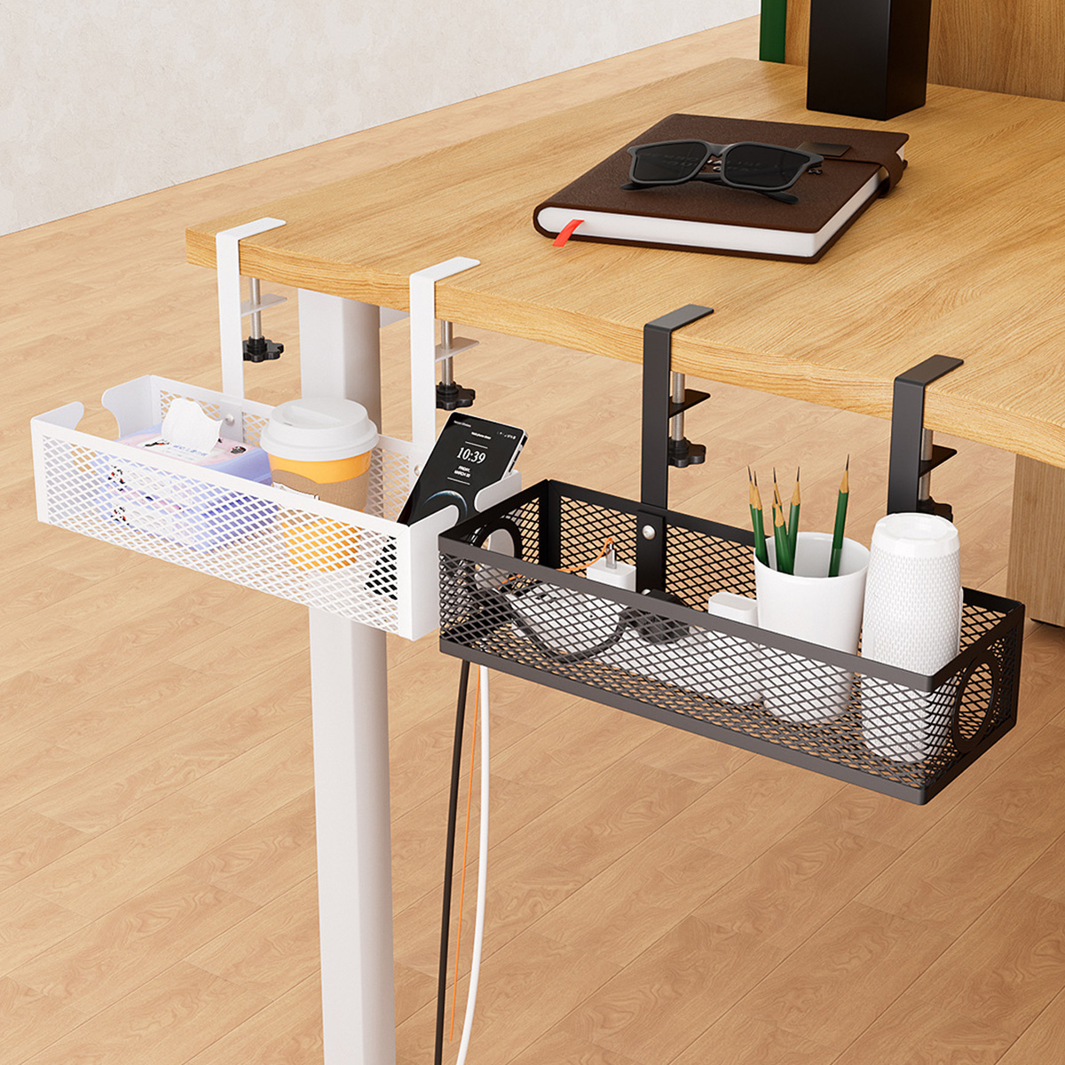 Under Desk Cable Management Rack No Punching Wire Row Storage Rack ...