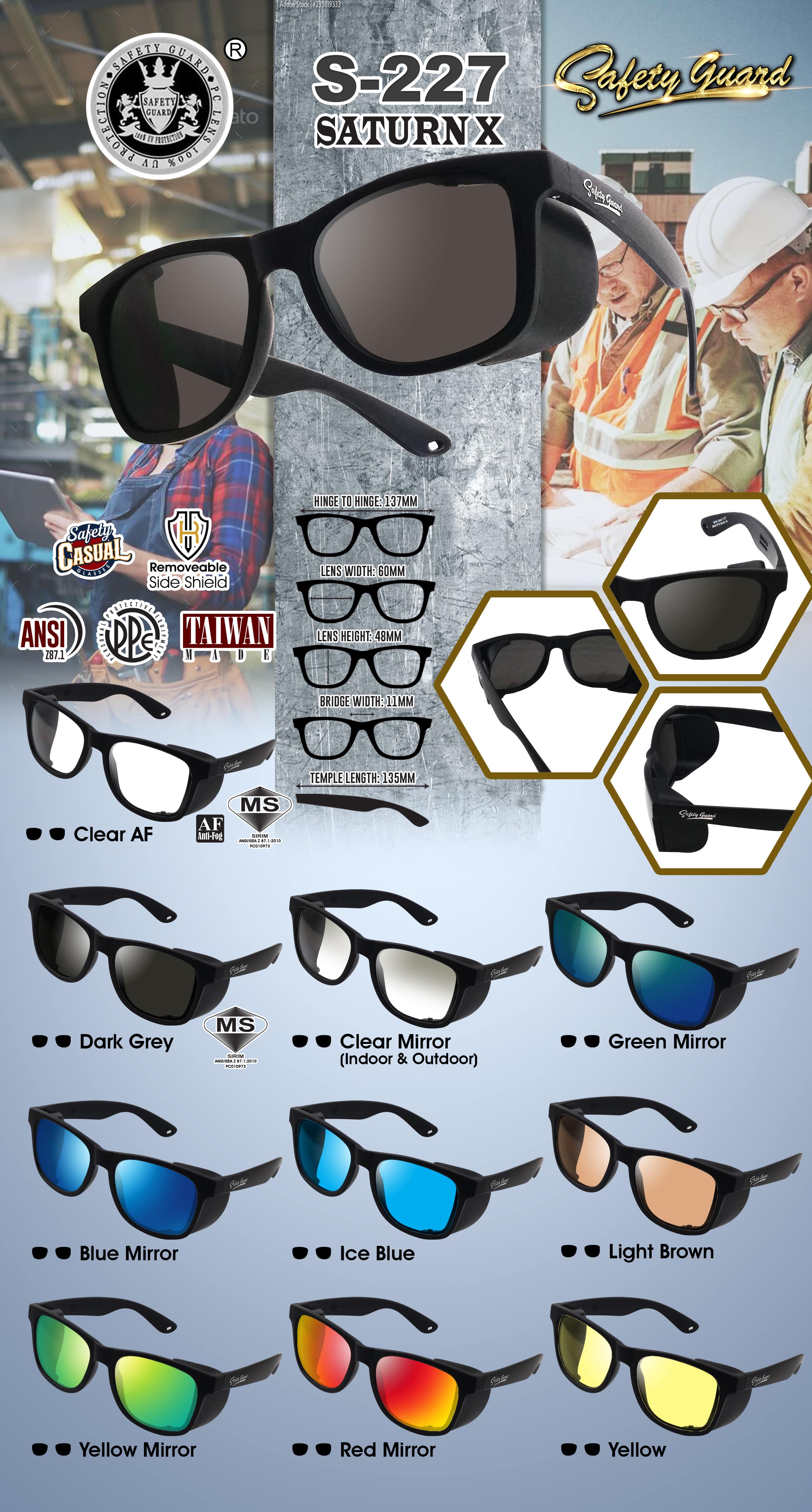 SAFETY GUARD SAFETY GLASSES/ EYE PROTECTION (S-227) - 100% UV & IMPACT ...