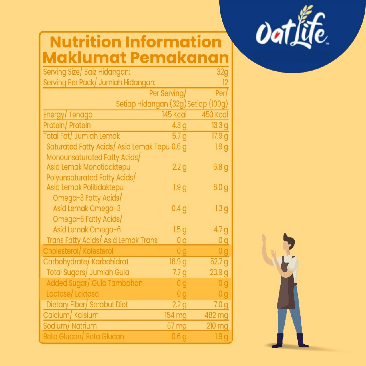 OatLife Oat Soy Milk with Chia Seeds (12 sachets x 32g) HALAL | Shopee ...