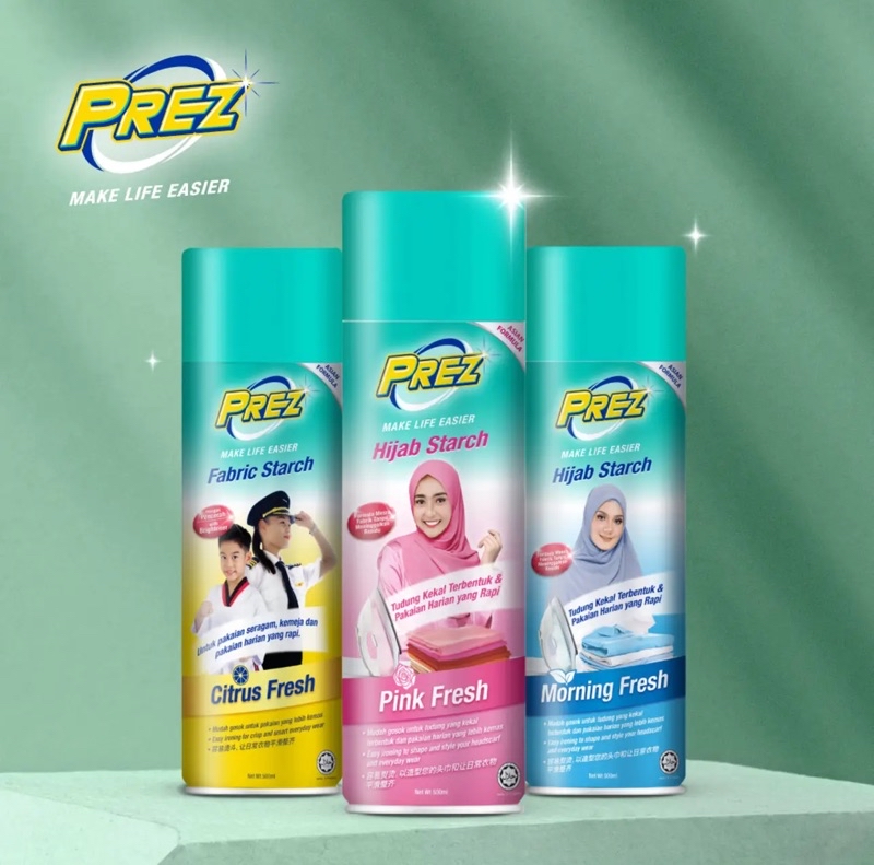 PREZ Fabric Starch Ironing 500ml Seterika Tudung Dan Baju - Morning ...