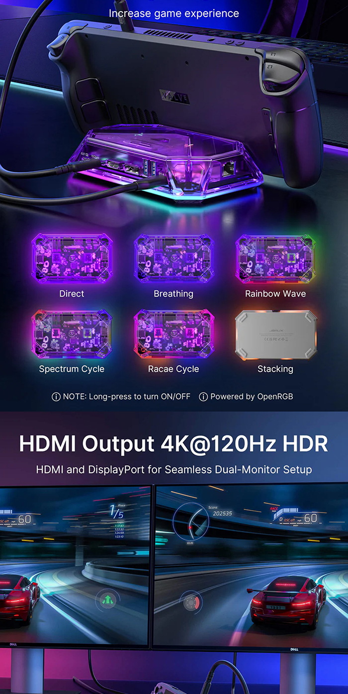 JSAUX HB1201S Purple RGB Docking Station 12-Port RGB Docking Station ...