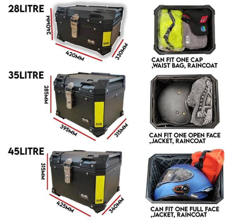 EMS Adventure TOP BOX 28L 35L 45L ABS (Same Aluminium Design ...
