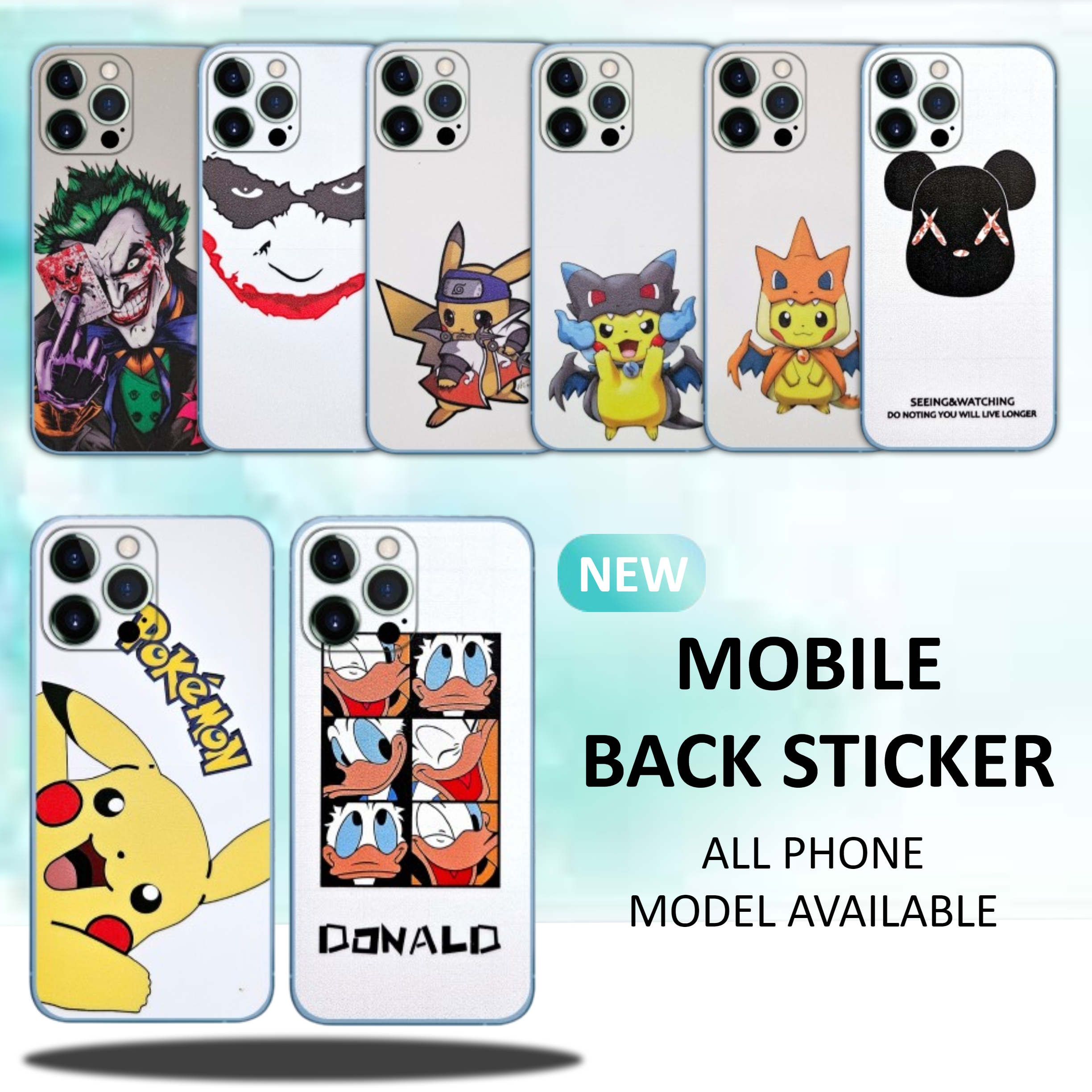 Pelekat Filem Belakang Telefon PLAIN DONALD/ JOKER / PIKACHU / POKEMON ...