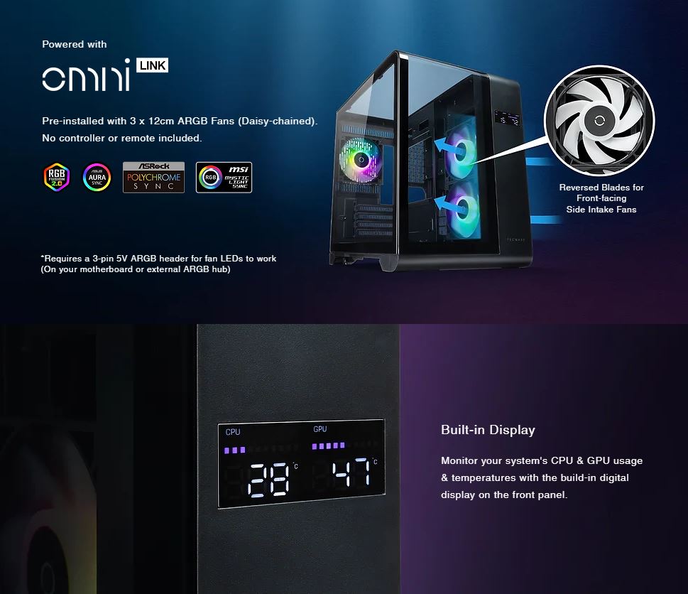 Tecware ARC M Curved TG mATX PC Case - Black / White | Shopee Malaysia