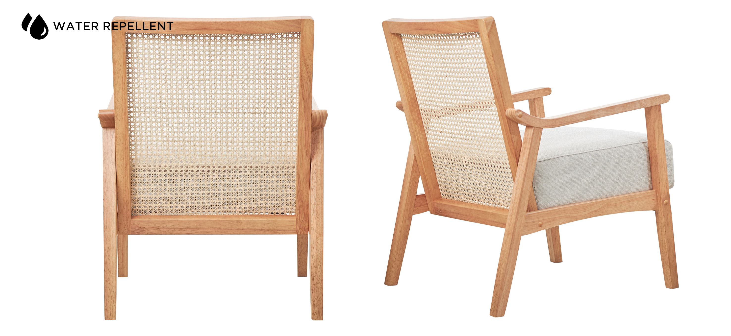 Kerusi Kayu Rotan Asli Berlengan VADMIR Rattan Lounger Armchair Ruang ...