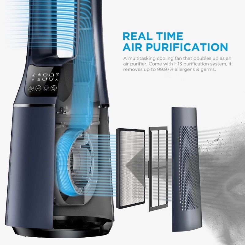 Midea MBF-150P (Blue) Bladeless Fan / Air Purifier With SensiCool ...