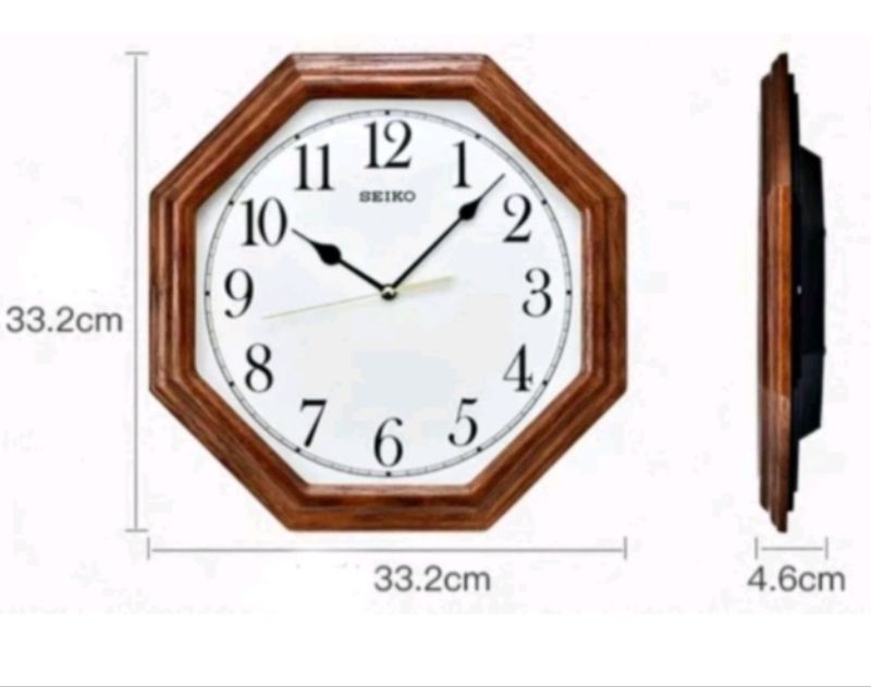 100% ORIGINAL SEIKO Octagon Quite Sweep Wooden Wall Clock QXA529B #Jam ...