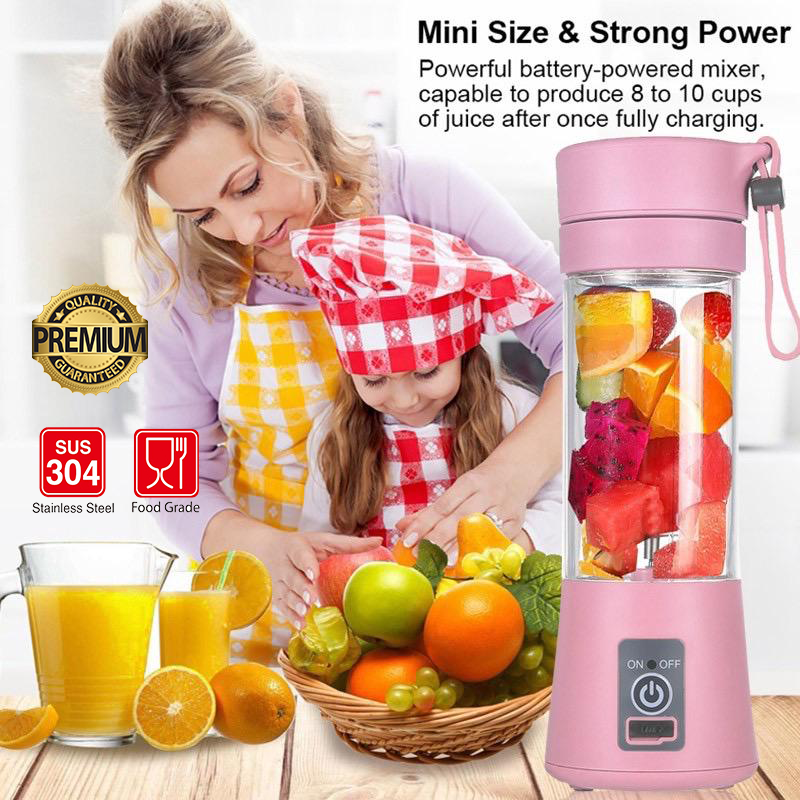 380ML Portable USB Rechargeable Fruit Juicer Blender | Smoothie Mixer ...