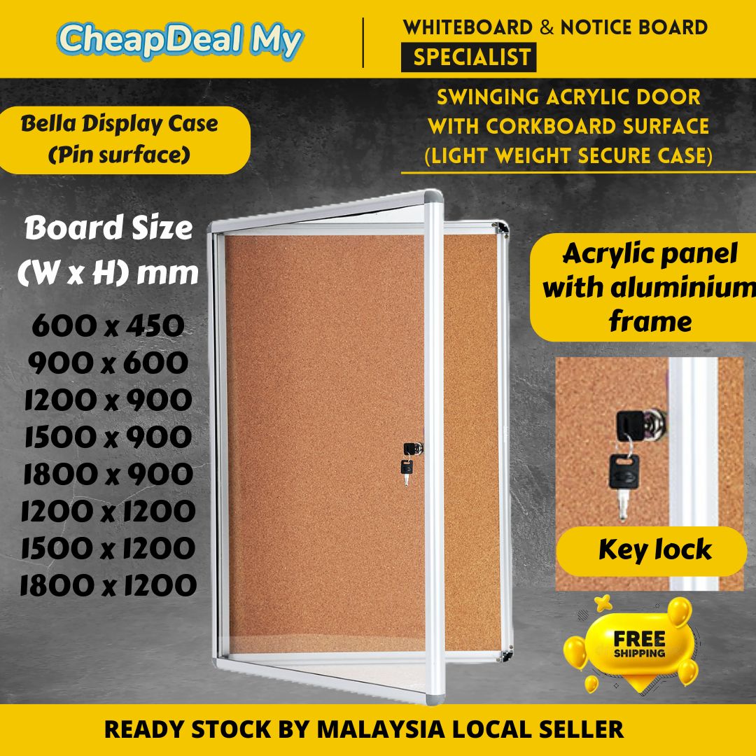 Notis panel akrilik kotak paparan papan gabus dengan bingkai aluminium ...