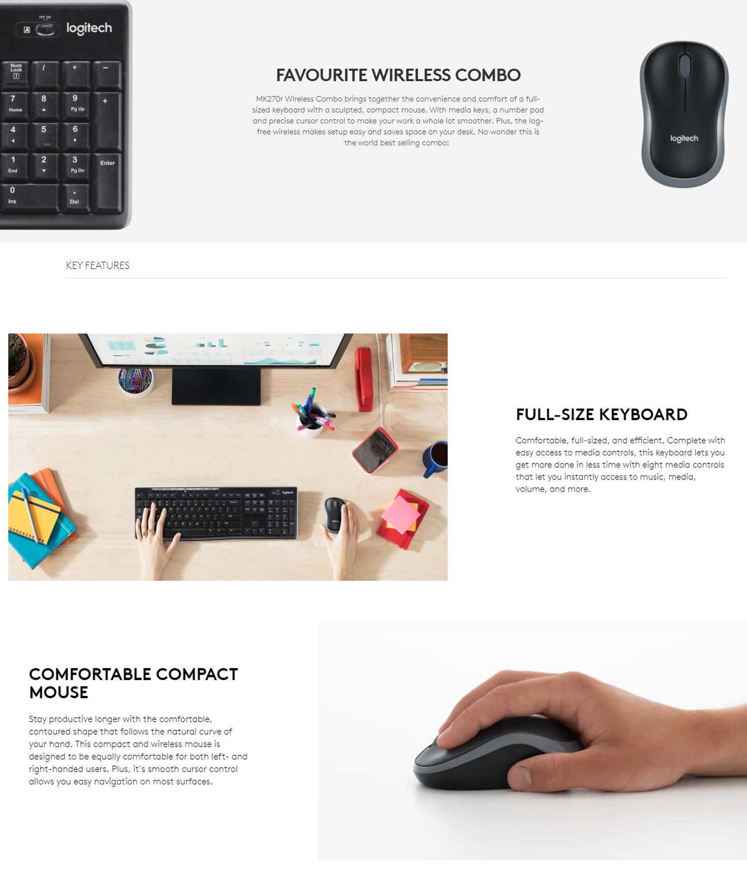 Logitech Mk270r Wireless Keyboard And Mouse Combo With Spill Resistant Design Full Sized