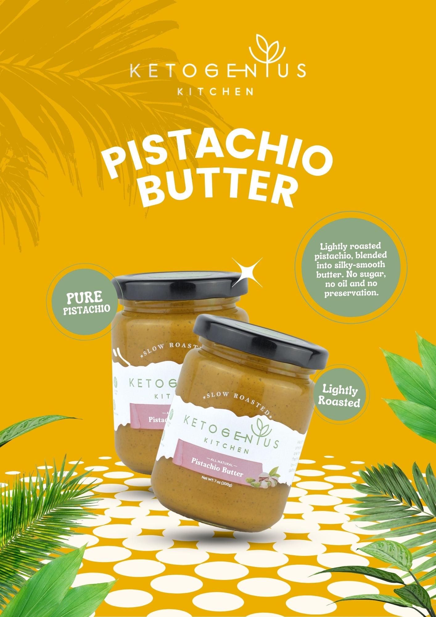 Ketogenius Kitchen Pure Pistachio Butter Smooth (100g/200g) - No Sugar ...