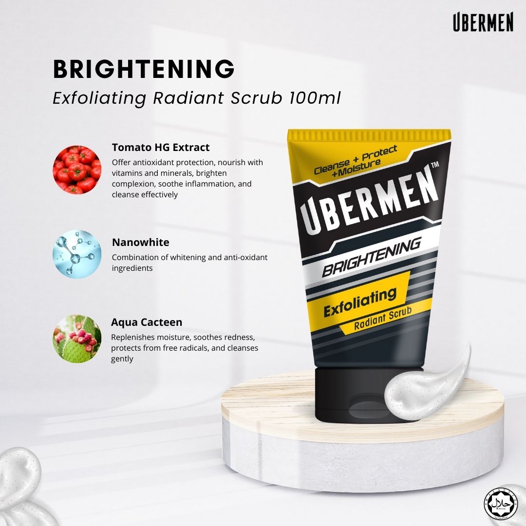 Ubermen Brightening & Exfoliating Facial Scrub 100ml | Shopee Malaysia