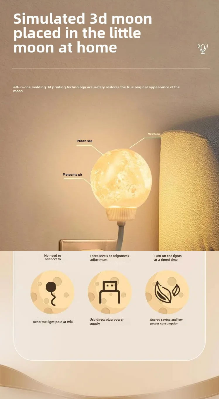 Moon USB Voice Control Light Lamp Voice Sensor Light Switch 3 Colors ...