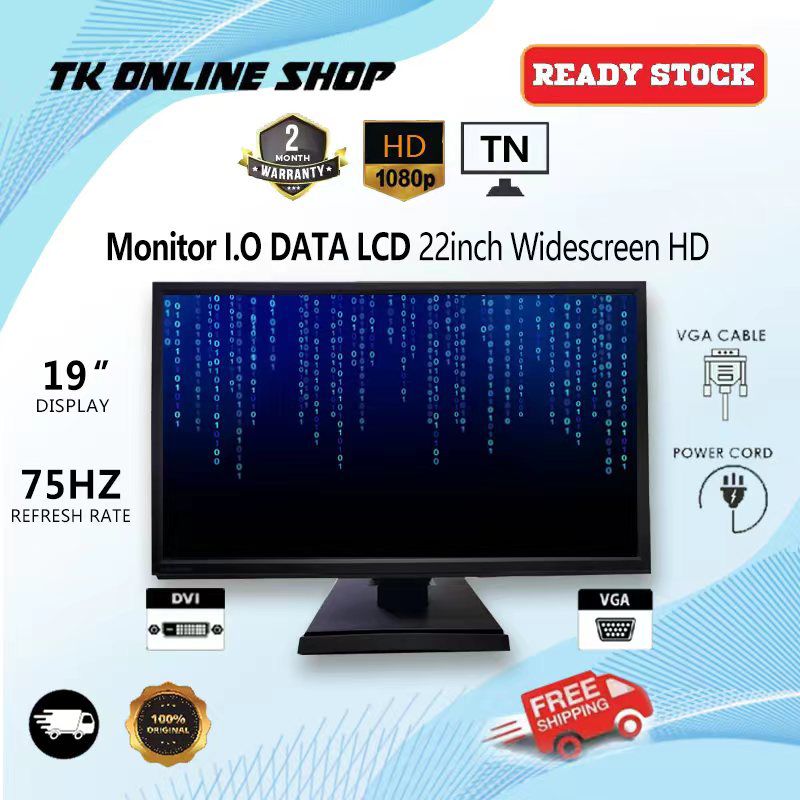 Monitor IO DATA AD223EDB 22inch LED/LCD HD Resolution 1980 × 1080 used ...