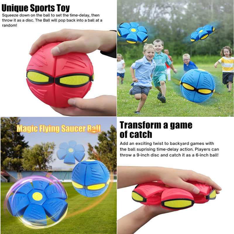 Magic Flying Saucer Ball UFO Flat Throw Disc Ball with LED Light Toy ...