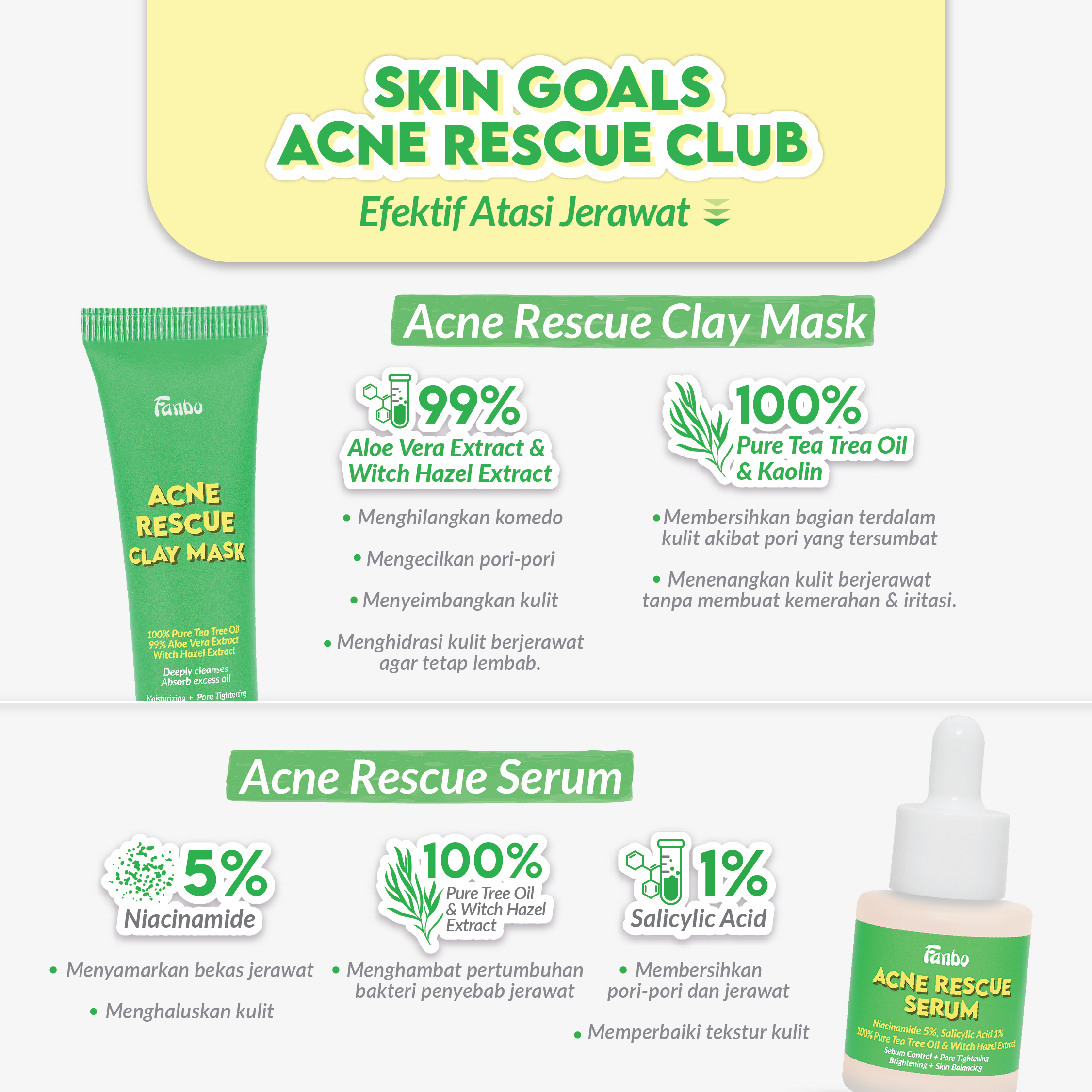 FANBO Skin Goals Acne Rescue Club [Free Silicone Mask Brush] | Shopee ...