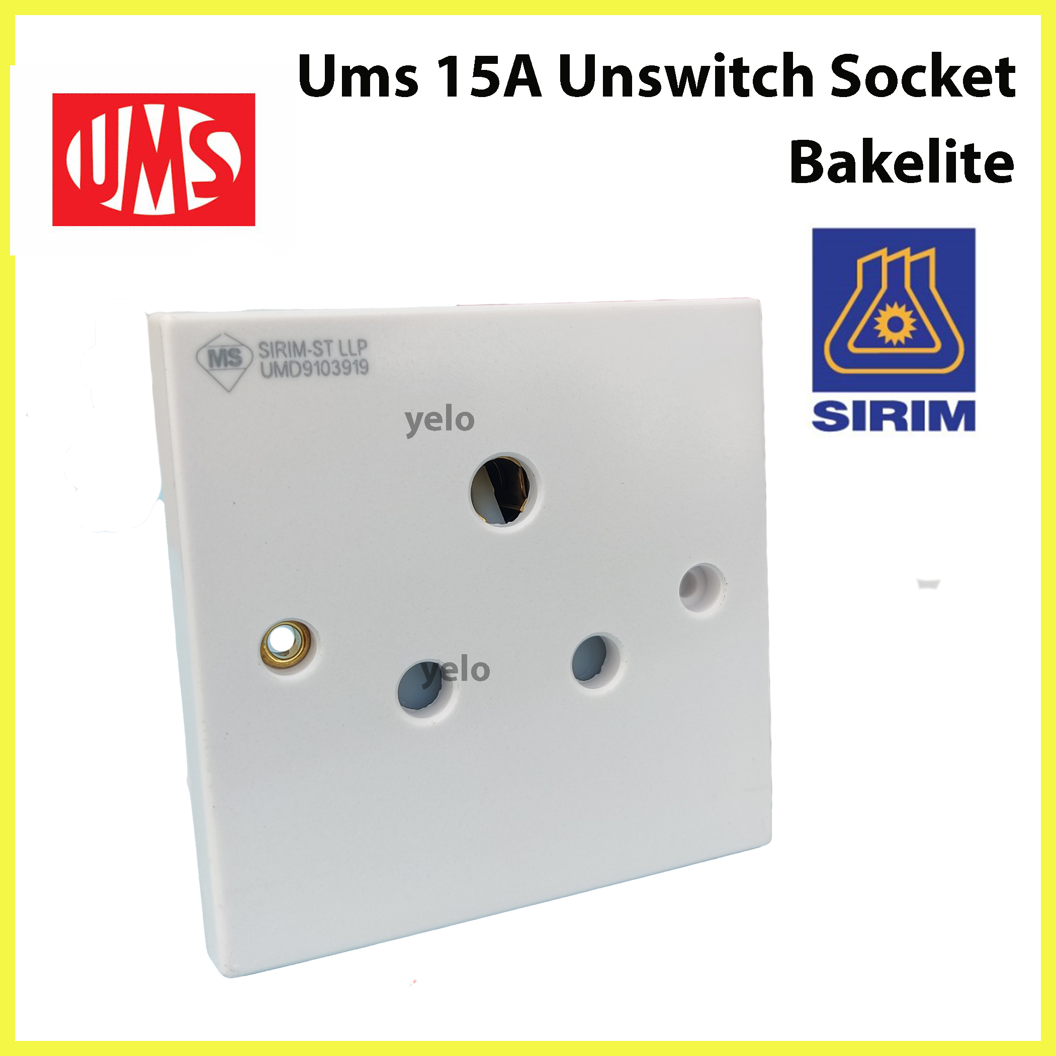 (SIRIM) UMS 15A UNSWITCHED OUTLET Socket Round Pin Soket 15amp Socket ...