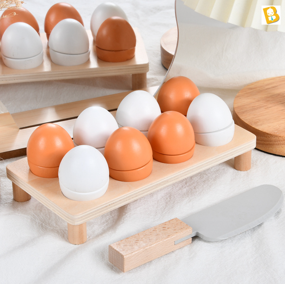 BabyBoss Wooden Sushi Egg Chef Magnetic Food Pretend Play Toy Set for ...