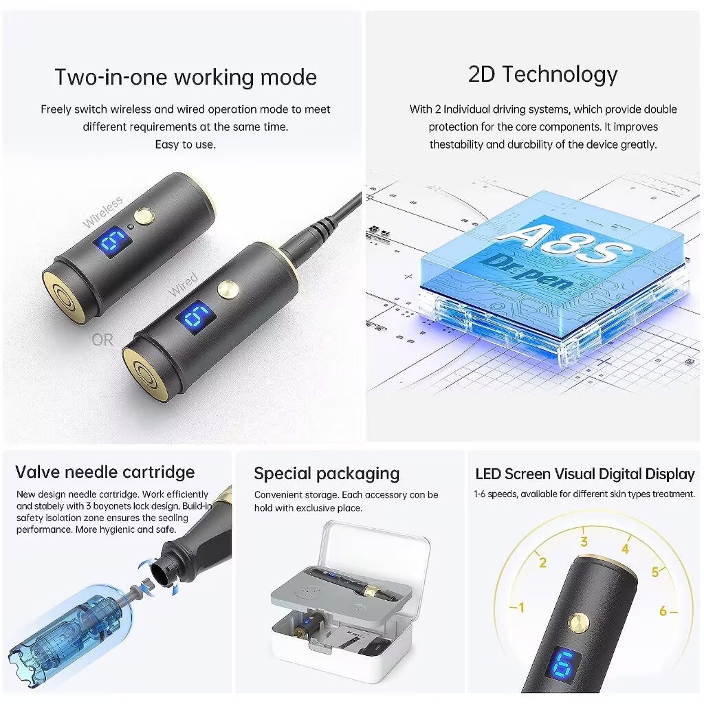 2025 Latest Dr.pen A8S Wireless Dermapen Professional Microneedling Pen ...