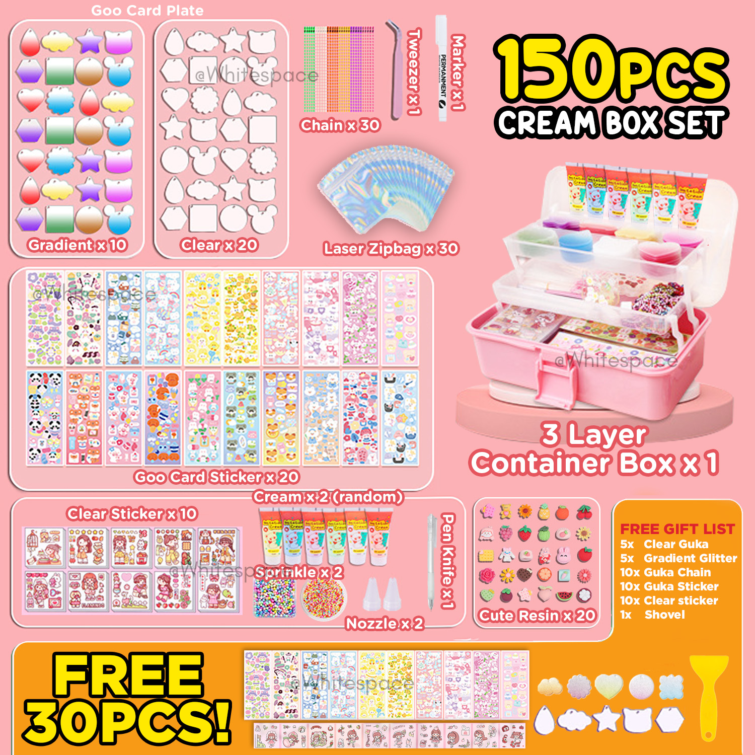 Whitespace Luxury Goo Card Cream Set with 3 Layer Box Guka Set Diy ...