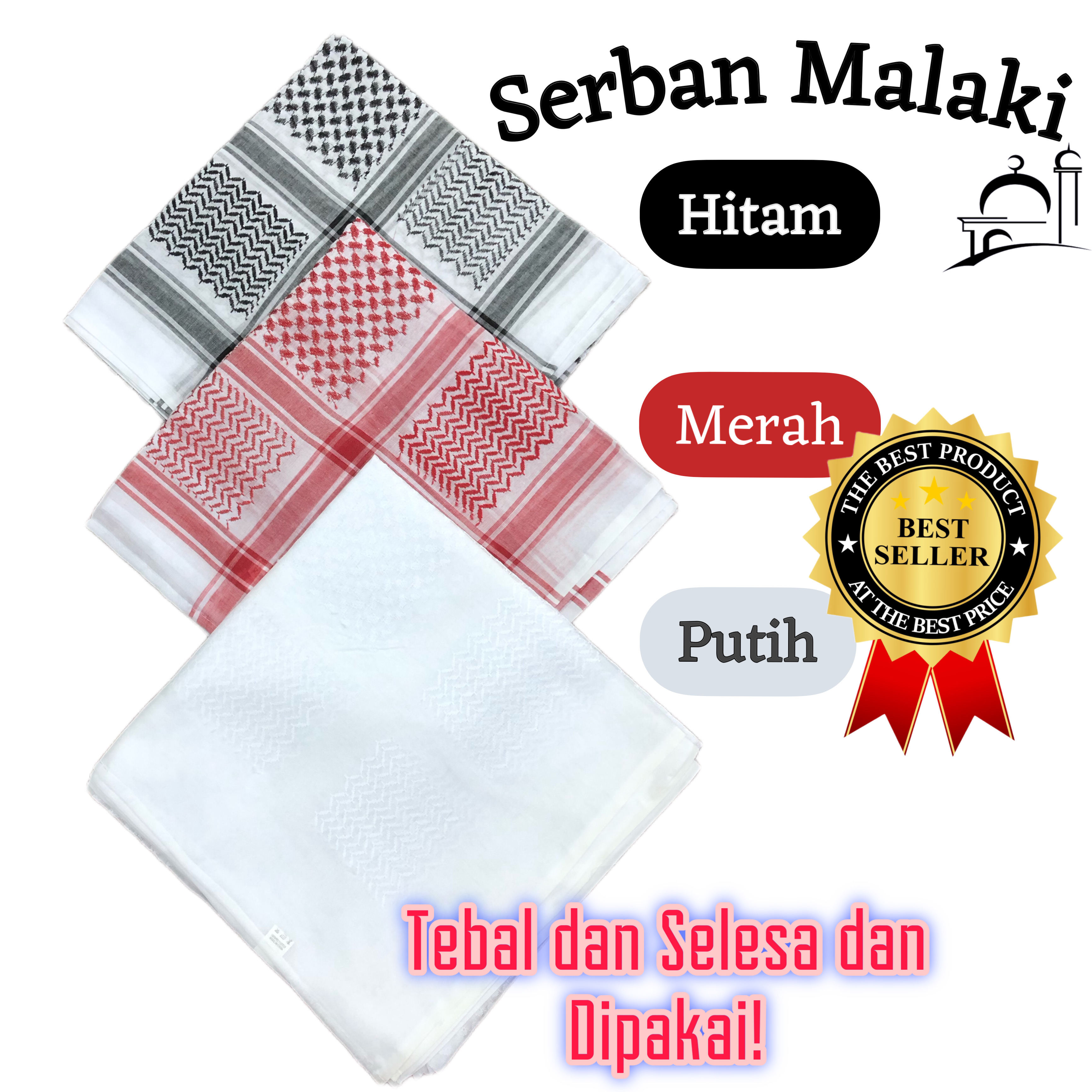 Serban Putih, Hitam dan Merah Bidang 55/58 / Serban Palestine READY ...
