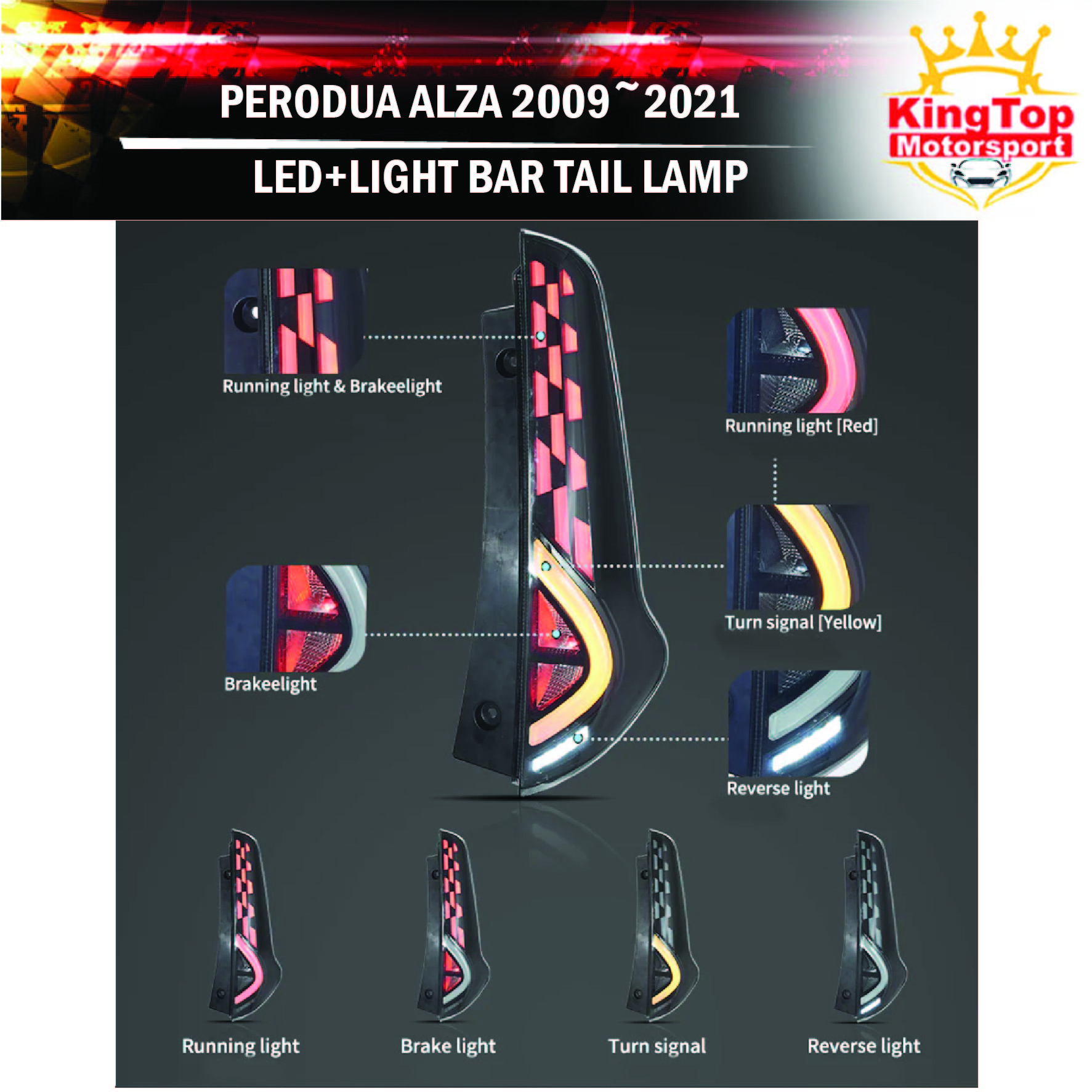 Vland Perodua Alza 2010-2021 Dynamic LED Light Bar Tail Lamp with ...