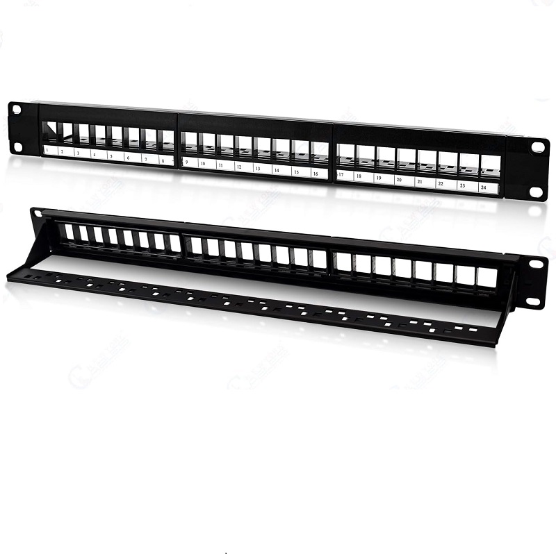 Cat5/Cat6 24/48 Port Blank Keystone Patch Panel – 19 Inches High-Density 2U Rack-Mountable or ...