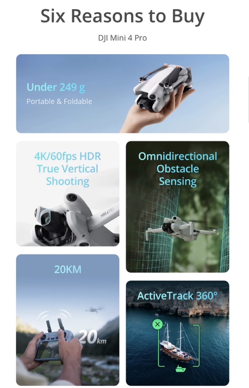 DJI Mini 4 Pro - Camera Drone | 4K/60fps HDR True Vertical Shooting ...