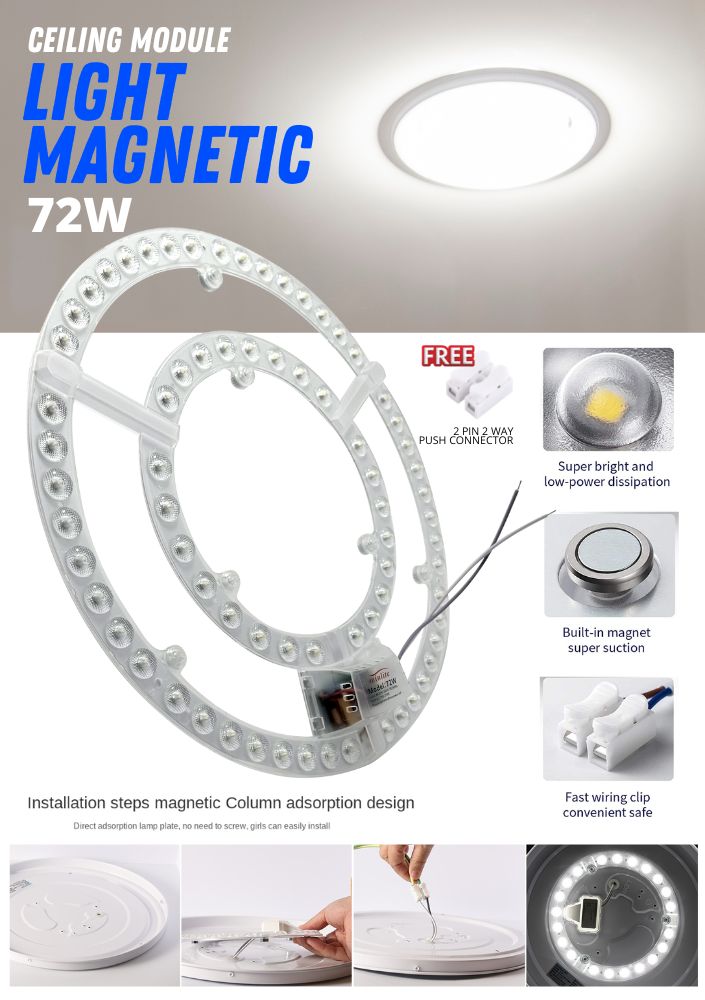 72W LED Circle Module Light Board Panel For Flush Mount Ceiling Fan ...