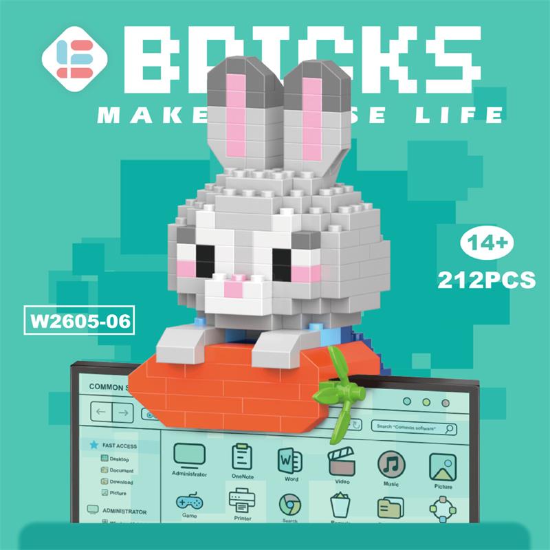 3D Mini Building Computer Block Cute Beautiful Character Model Nano ...