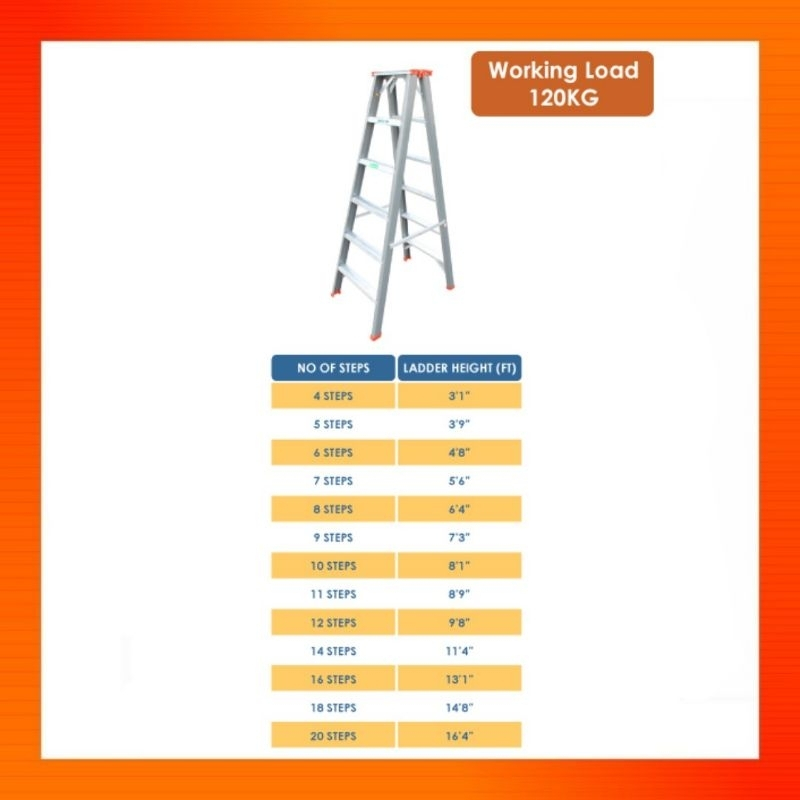 [HEAVY DUTY] STRONGMAN ALUMINIUM 14 - 16 STEPS DOUBLE SIDED LADDER l ...