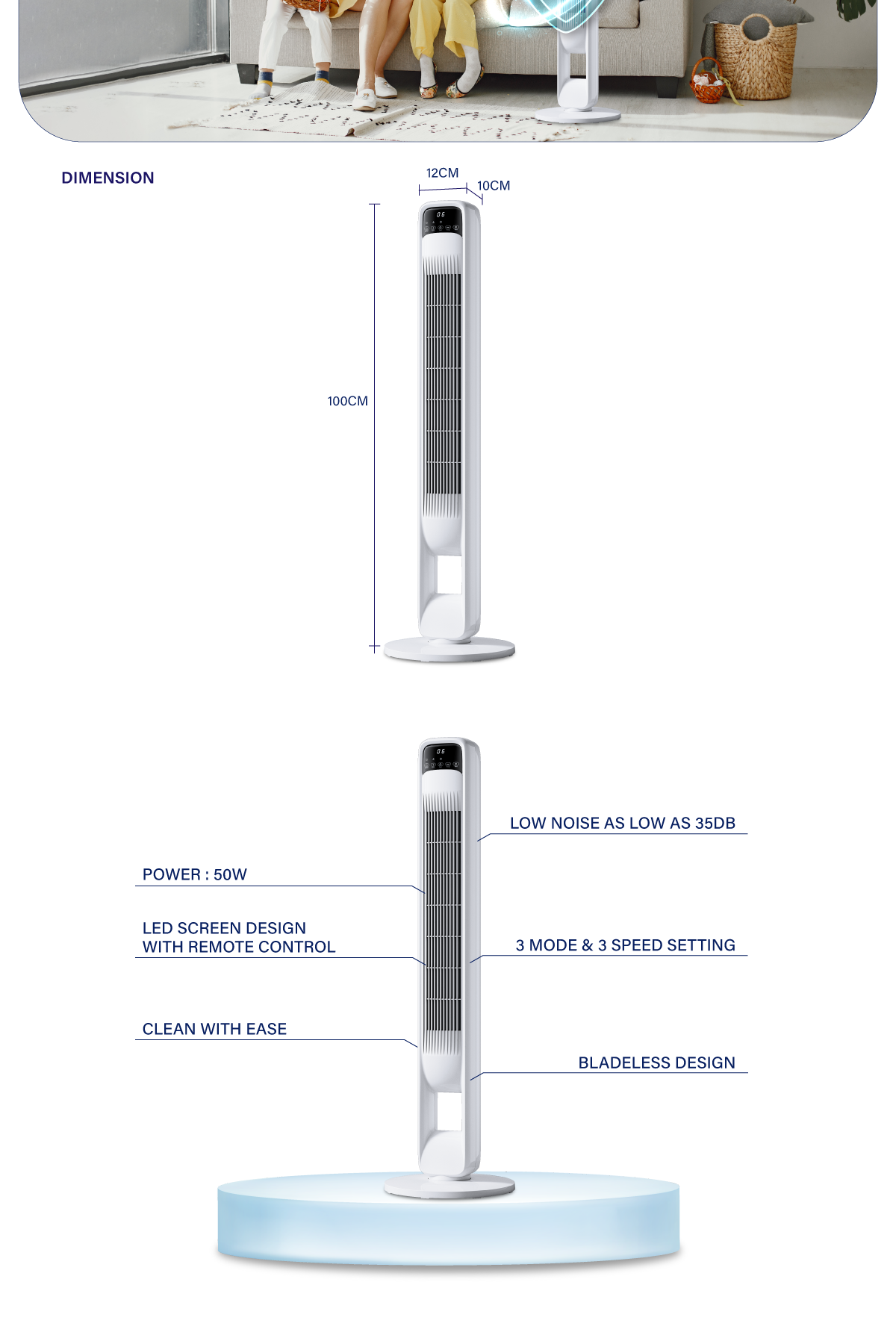 Electrova Electronic Bladeless Tower Fan iPure Series | Shopee Malaysia