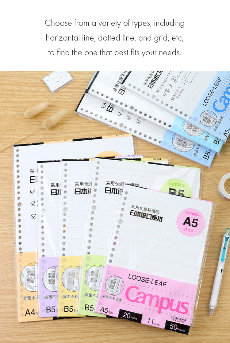 KOKUYO Campus loose leaf paper Notebook notepads reffillable WCN-CLL | Shopee Malaysia