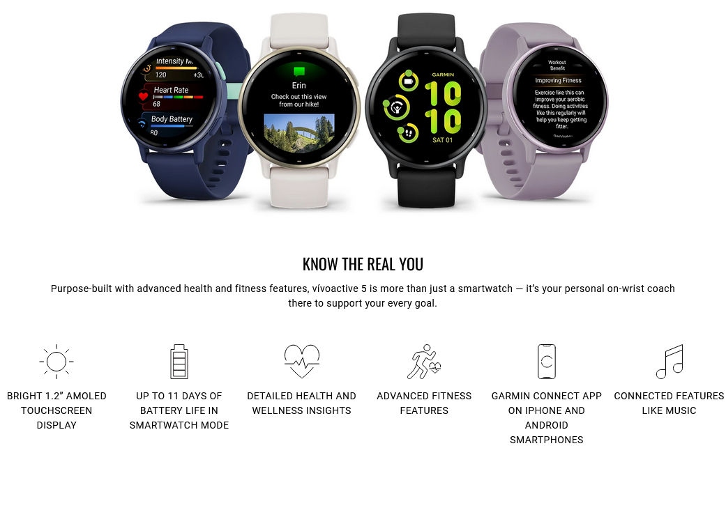 Garmin Vivoactive 5 GPS Smartwatch Purpose-built health and fitness ...