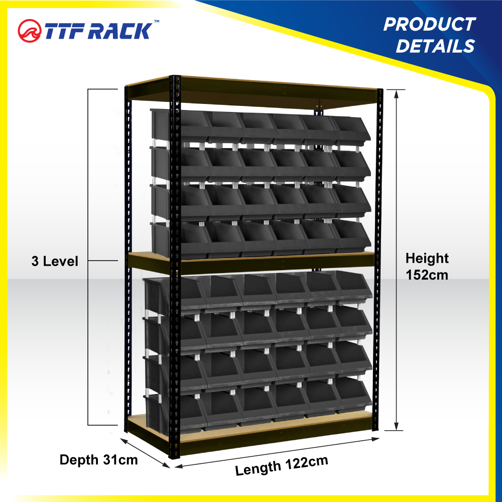 TTF Rack™ (E-BOLTLESS RACK + MULTI TOOL BOX)(H)152cm (D)31cm (L)122cm 3 ...