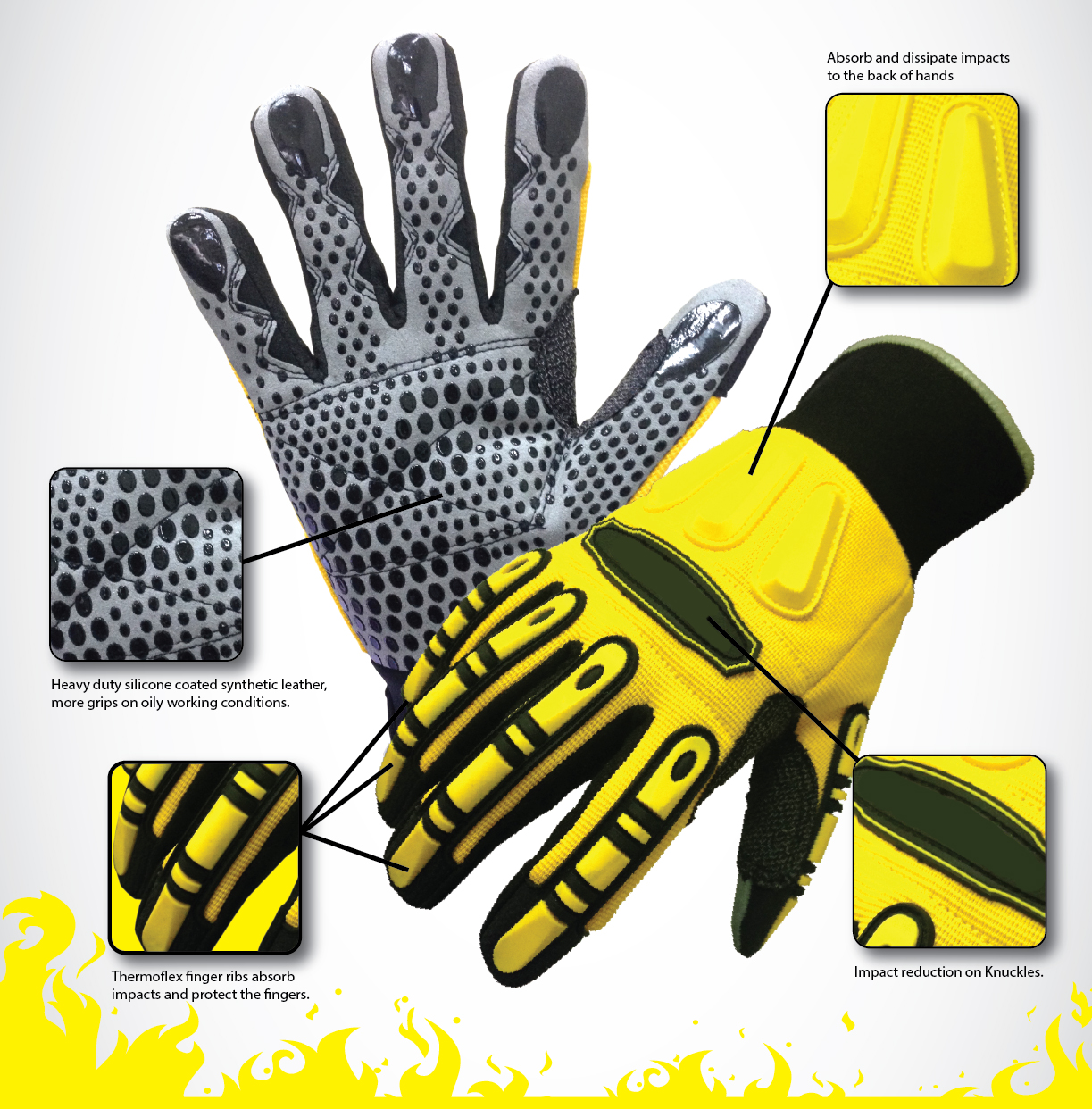 ALPINA Thermoflex Hi Impact Oil & Gas Industrial Glove Anti-Slip Impact ...