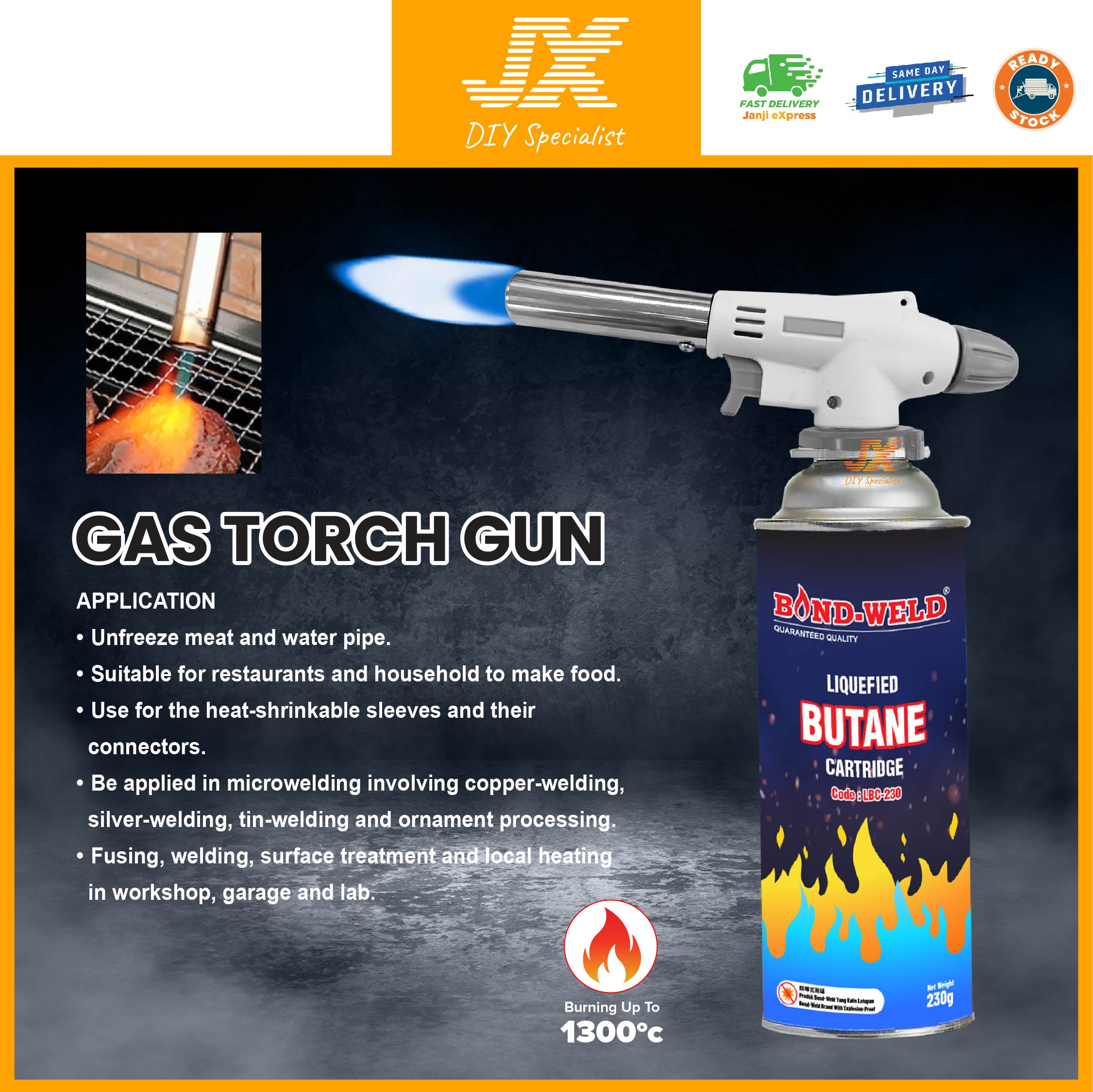 Multipurpose Gas Torch Gun Camping Butane Gas Burner Welding Flame Gun ...